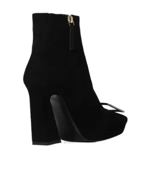 ROGER VIVIER Suede Platform Ankle Boots With Metal Buckle