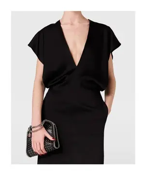 Stella McCartney Deep V-neck Cap Sleeve Midi Dress