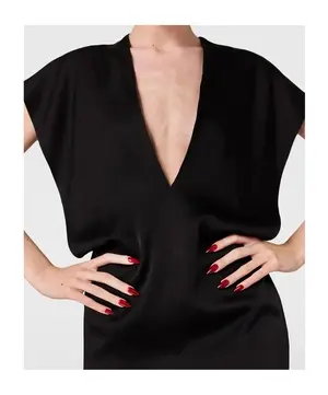 Stella McCartney Deep V-neck Cap Sleeve Midi Dress