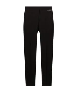 Off-White Logo Patch Straight Leg Tailored Pants - Black