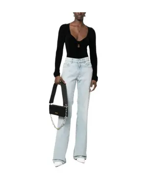 MSGM Knot Detailed Slim Fit Fine Knit Long Sleeve Top