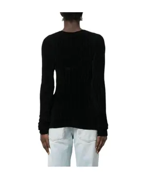 MSGM Knot Detailed Slim Fit Fine Knit Long Sleeve Top