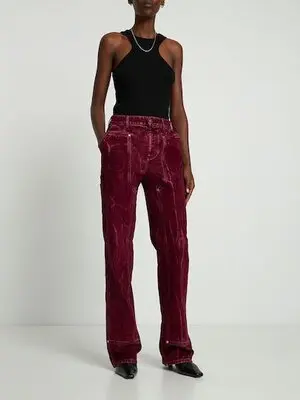 Stella McCartney Velvet Straight Leg Jeans - Red