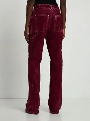 Stella McCartney Velvet Straight Leg Jeans - Red