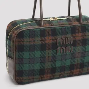Miu Miu Beau Tartan Top-handle Bag - Black