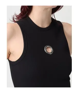 Rabanne Ribbed Sleeveless Vest With Metal Detail