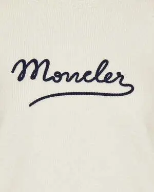 Moncler Embroidered Logo Crew Neck Jumper - White