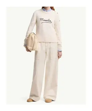 Moncler Embroidered Logo Crew Neck Jumper - White
