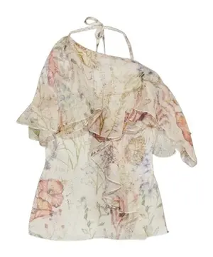 Alexander McQueen Ruffled Floral-print One-shoulder Top