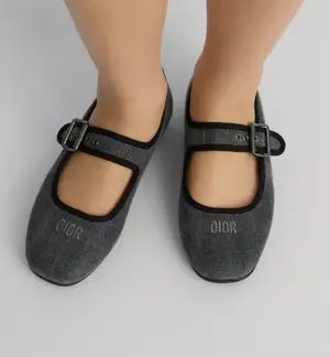 Dior Round Toe Ballet Flats With Buckle Closure