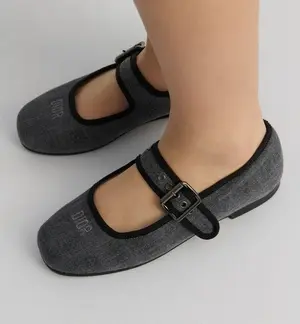 Dior Round Toe Ballet Flats With Buckle Closure
