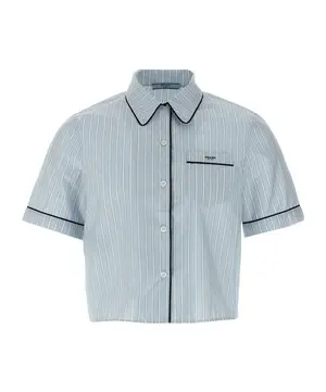 Prada Striped Chambray Bowling Shirt