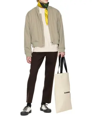 JIL SANDER Logo Printed Canvas Tote Bag