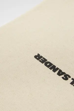 JIL SANDER Logo Printed Canvas Tote Bag