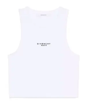 Givenchy Paris Logo Cropped Tank Top - White