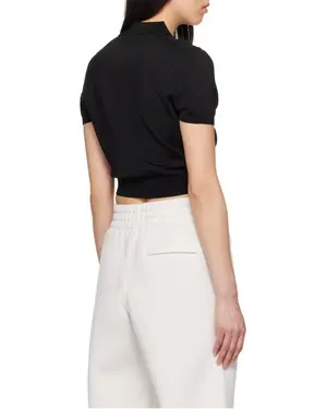 Alexander Wang 3d Logo Mesh Cropped Polo Shirt