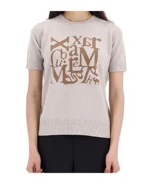 Max Mara Logo Intarsia Crewneck Top - Nude