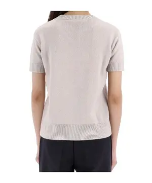 Max Mara Logo Intarsia Crewneck Top - Nude