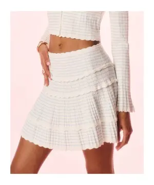 LoveShackFancy Colella Pleated Mini Skirt With Lurex Stripes
