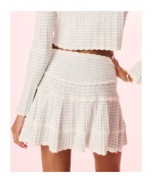 LoveShackFancy Colella Pleated Mini Skirt With Lurex Stripes
