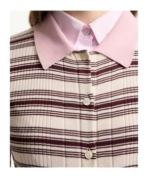 Moncler Striped Long-sleeve Knitted Polo Top