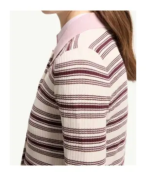 Moncler Striped Long-sleeve Knitted Polo Top