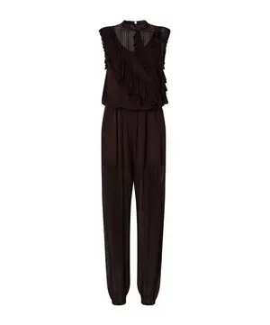 Pinko Sleeveless Ruffled Pleated Jumpsuit - Black