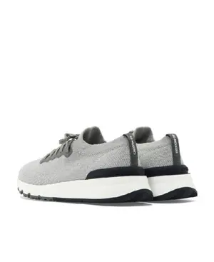 Brunello Cucinelli Knitted Lace-up Sneakers - Gray