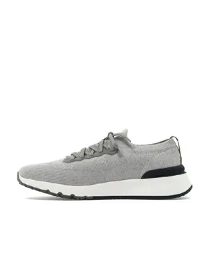 Brunello Cucinelli Knitted Lace-up Sneakers - Gray