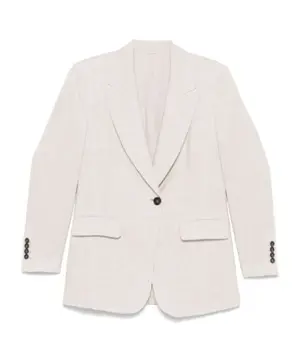 Brunello Cucinelli Lurex Buttoned Blazer - Light Beige