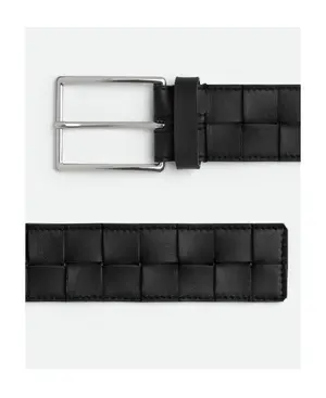 Bottega Veneta Logo Woven Belt - Black