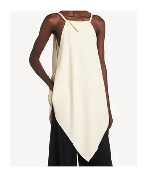 Balenciaga Draped Square Neck Top - Ivory