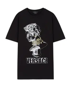 Versace Graphic Printed Crewneck T-shirt - Black