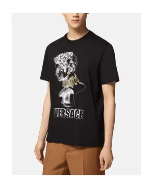 Versace Graphic Printed Crewneck T-shirt - Black