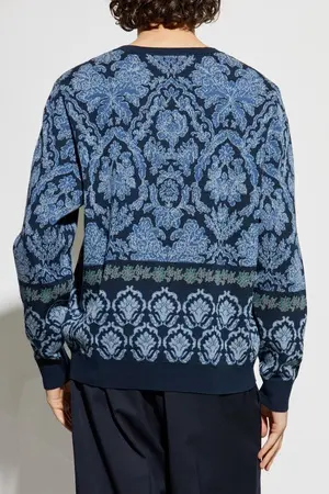 Etro Decorative Pattern Crewneck Knitted Jumper - Navy Blue