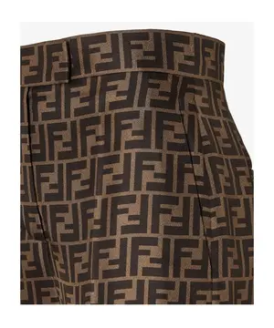 Fendi Ff Motif Pleated Wide-leg Trousers - Brown