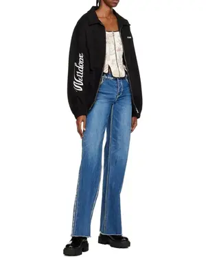 We11Done Logo Printed Zip-up Jacket - Black