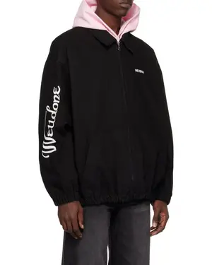 We11Done Logo Printed Zip-up Jacket - Black