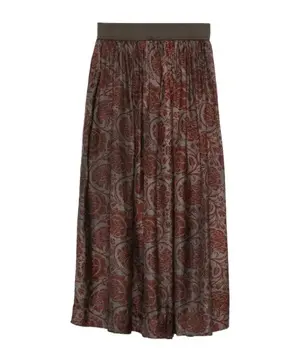 UMA WANG Floral Pattern Midi Skirt - Brown