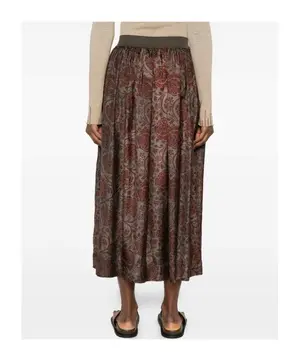 UMA WANG Floral Pattern Midi Skirt - Brown