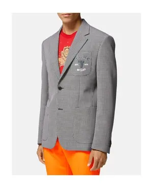 Versace Single-breasted Logo Embroidered Blazer