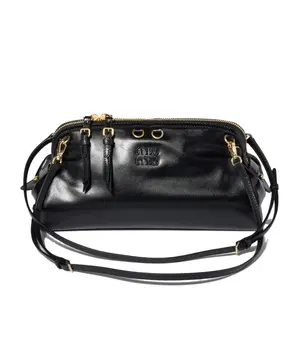Miu Miu Caprice Shiny Leather Clutch With Gold Tone Hardware - Black