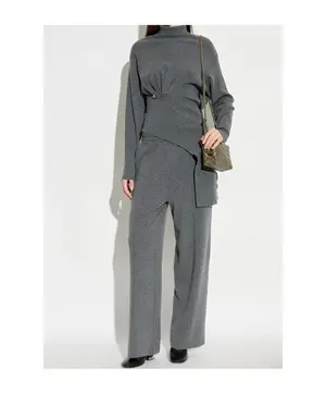 LANVIN High Neck Safety Pin Detailed Asymmetrical Jumper