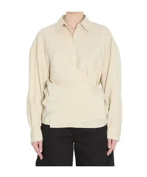 LEMAIRE Long-sleeved Draped Shirt - Nude