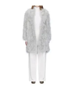 YVES SALOMON Feather Shawl Collar Coat