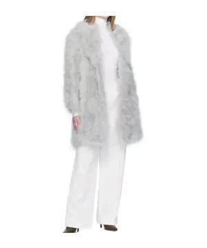 YVES SALOMON Feather Shawl Collar Coat