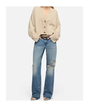 7 For All Mankind Distressed Wide-leg Jeans