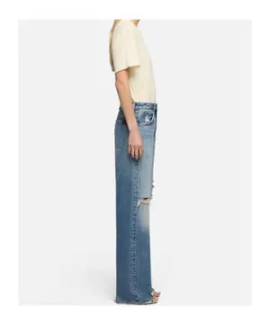 7 For All Mankind Distressed Wide-leg Jeans