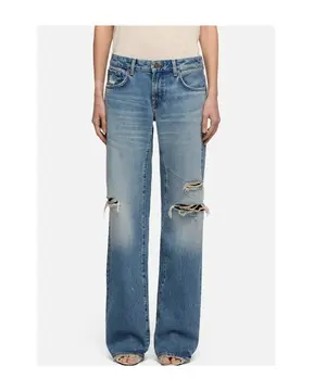 7 For All Mankind Distressed Wide-leg Jeans