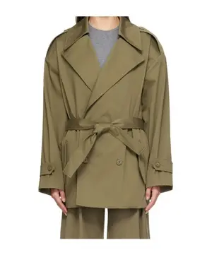 THE FRANKIE SHOP Zurich Oversized Short Trench Coat - Khaki